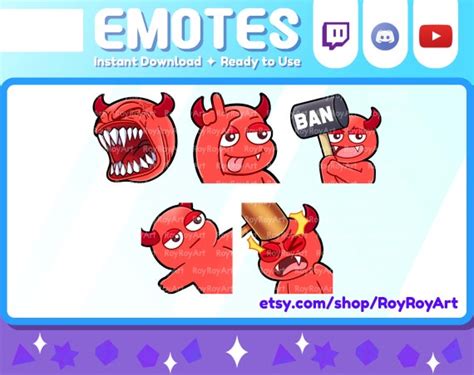 Twitch Emotes Halloween Cute Devil Emotes Pack 3 Lets Etsy