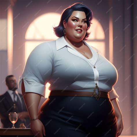 Premium Ai Image Fat Woman Cartoon Character Styling Anime Style Fat