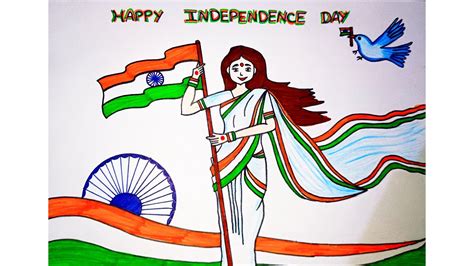 Independence Day Drawing Bharat Mata Drawing Easy Bharat Mata Pencil Drawing 15 August