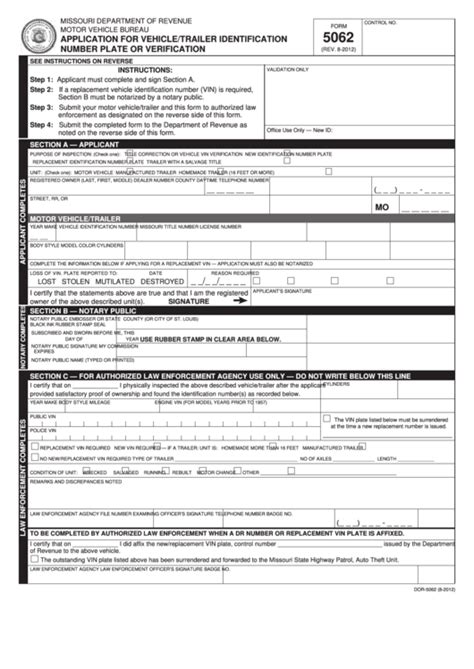 Missouri Form 5062 Printable Printable Forms Free Online