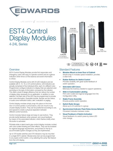 E85014 0006 Est4 Control Display Modules Pdf