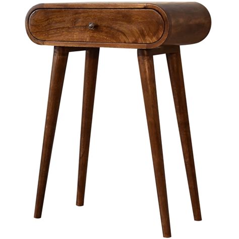 Mini Chestnut Wood 1 Drawer Console Table