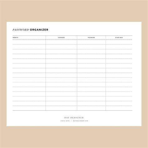 Printable Password Log Template Printable Design Hub