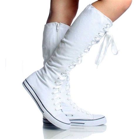Knee High White Converse Sneakers Knee High Converse Want Knee High