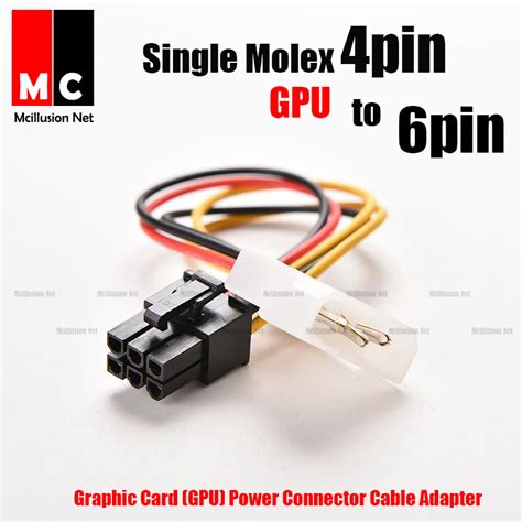 Pci E Graphic Card Gpu Power Connector Cable Adapter Single Molex 4