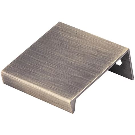 Square Edge Finger Pull Handle Antique Brass 40mm Slim Cupboard Drawer
