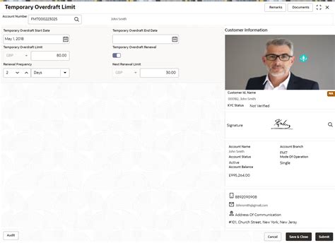 Temporary Overdraft Limit