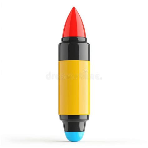 Stylish Yellow And Red Rocket Shaped Marker Pen Stock Illustration