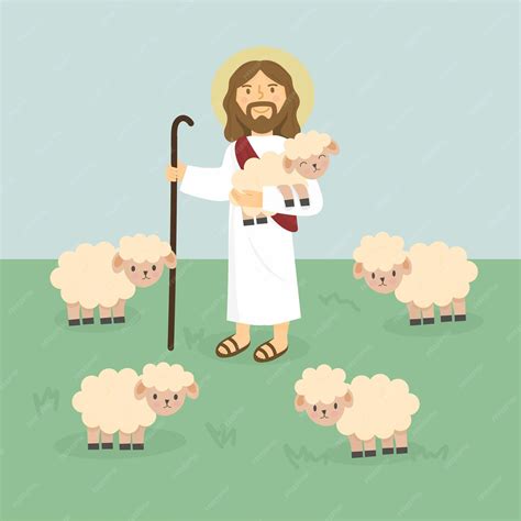 Premium Vector Jesus Christ Holding Sheep Illustration