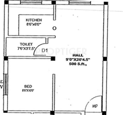500 Sq Ft 1 Bhk Floor Plan Image Arrr Maduvinkarai Available For Sale