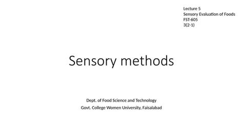 Descriptive Analysis For Sensory Evaluation Pptx