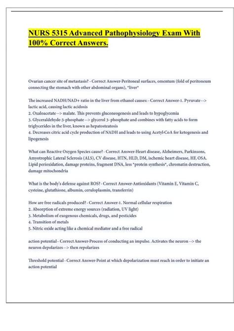 Nurs 5315 Advanced Pathophysiology Exam With 100 Correct Answers 2024
