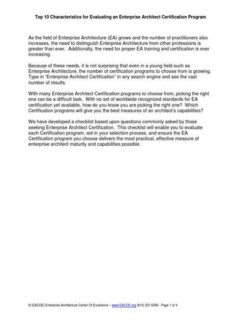 Top10 Enterprise Architect Certification Pdf Enterprise Architecture Professional