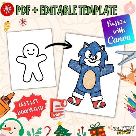 Disguise A Gingerbread Sonic Costume Printable Gingerbread Craft Classroom Christmas Project