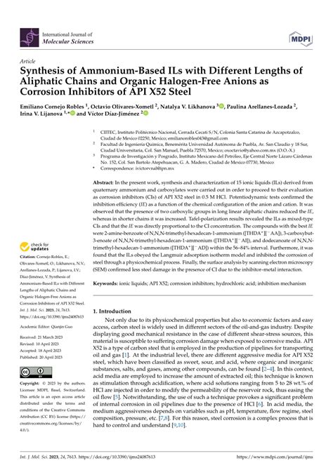 Pdf Synthesis Of Ammonium Based Ils With Different Lengths Of Aliphatic Chains And Organic