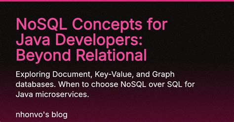 Nosql Concepts For Java Developers Beyond Relational