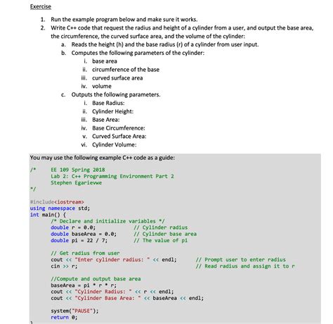 Solved Exercise Run The Example Program Below And Make Chegg