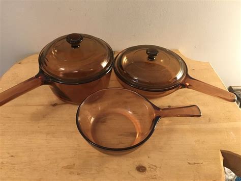 Visions Cookware By Corning Two Saucepans One Skillet W Two Lids