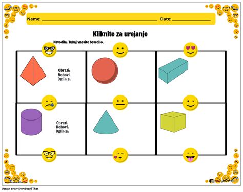 Delovni List Emoji 3d Shapes Pripravljen Za Tiskanje