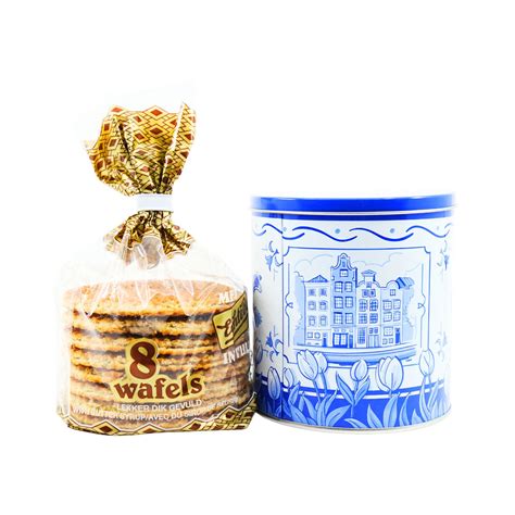 Markus Delft Style Mills And Tulips I Love Stroopwafel Tin With 8 Stro