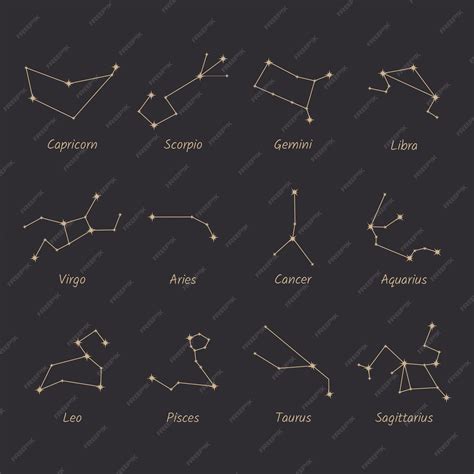 조디악 징후 벡터 일러스트 레이 션의 별자리의 집합 프리미엄 벡터