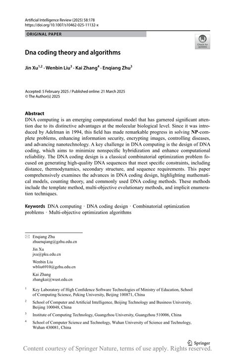 Pdf Dna Coding Theory And Algorithms