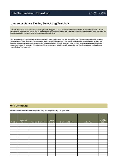 Uat Defect Log Template Pdf