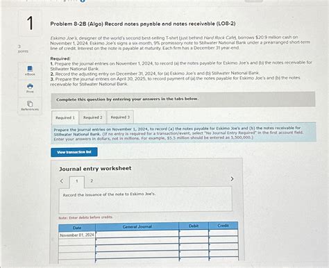 solved 1 ﻿problem 8 2b algo ﻿record notes payable and