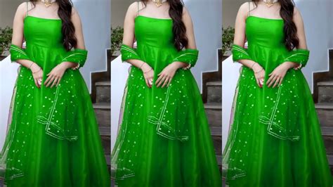 Latest Stylish Parrot Green Colour Drees Design Beautiful Green
