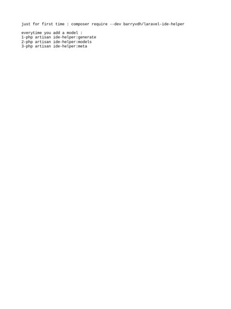 php ide helper commands pdf