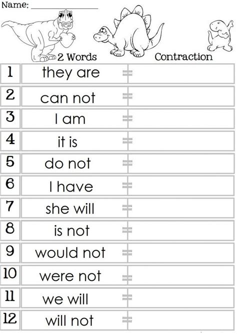 Contraction Worksheet 2nd Grade Printable Pdf Template