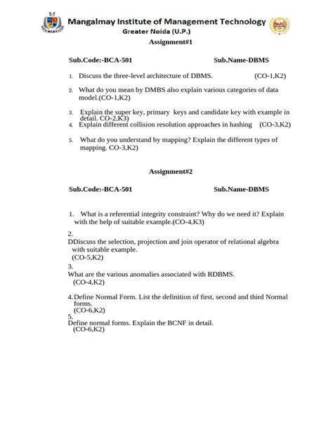 Assignment Dbms Pdf Teaching Methods And Materials