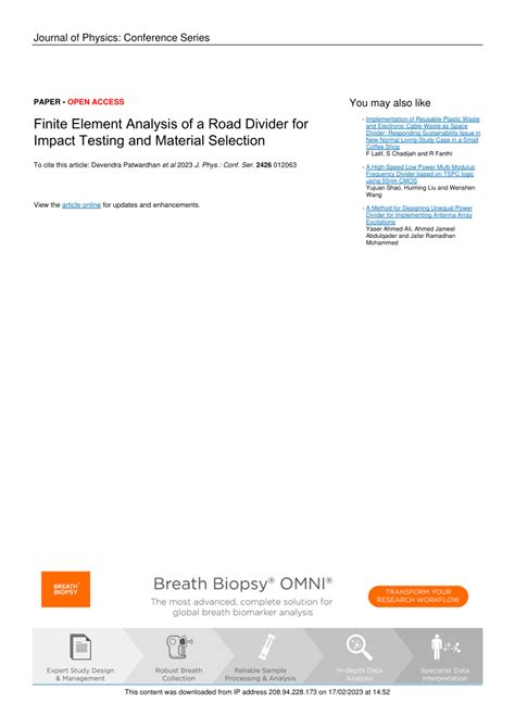 PDF Finite Element Analysis Of A Road Divider For Impact Testing And Material Selection