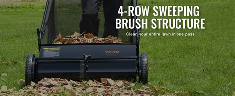 Vevor Push Lawn Sweeper 26 Inch Leaf And Grass Collector