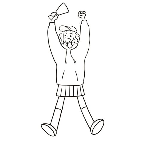 소녀 응원 만화 낙서 귀엽다 애니메이션 색칠 페이지 귀여운 일러스트 캐릭터 클립 아트 꼬마 소녀 환호하다 귀엽다 Png 일러스트 및 벡터 에 대한 무료 다운로드