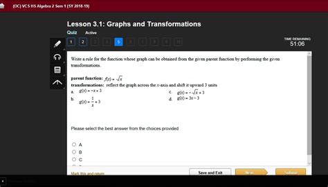 Solved Does Anyone Know The Answer Oc Vcs Hs Algebra Sem Sy 2018 19 Lesson 31 Graphs