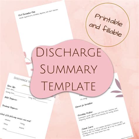 Discharge Summary Therapy Template Instant Download Etsy