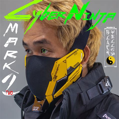 Yellow Cyberpunk Mask Ninja Nightlife Fashion Accessory 100