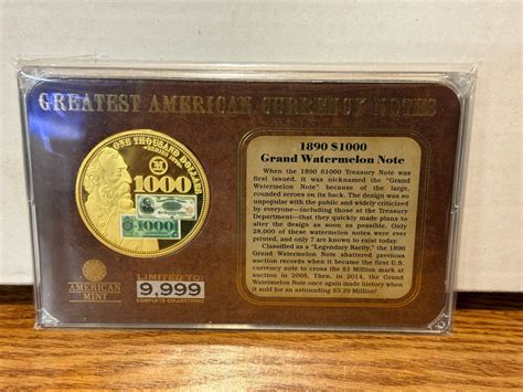 Greatest American Currency Notes Coin 1890 1000 Grand Watermelon