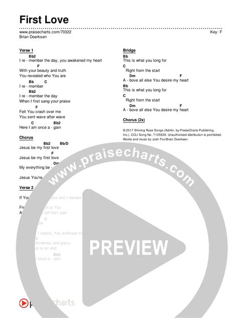 First Love Chords Pdf Brian Doerksen Praisecharts