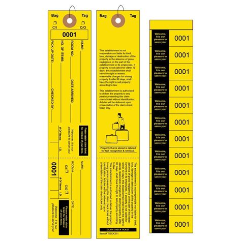 Baggage Claim Check Tags On Yellow Stock With 12 Labels Ams Printing
