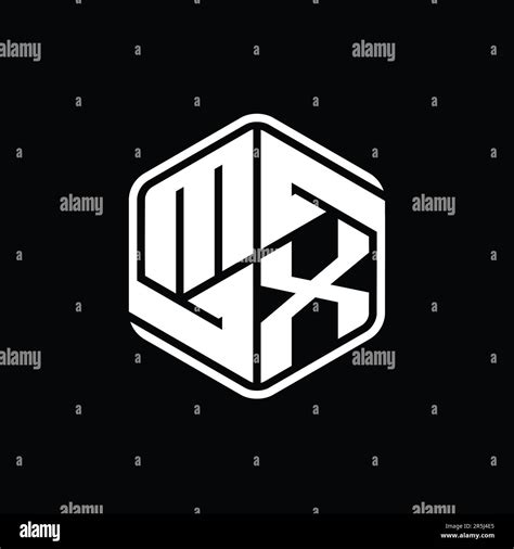 Mx Letter Logo Monogram Hexagon Shape With Ornament Abstract Isolated Outline Design Template