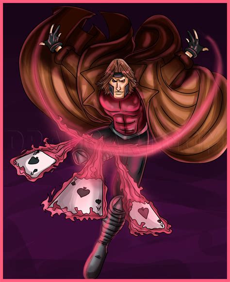 How To Draw Gambit Step By Step Drawing Guide By Dawn Dragoart