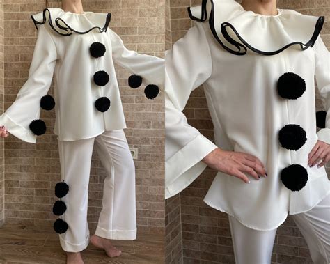 Pierrot Costume Pierrot Collar Clown Costume White Black Pennywise