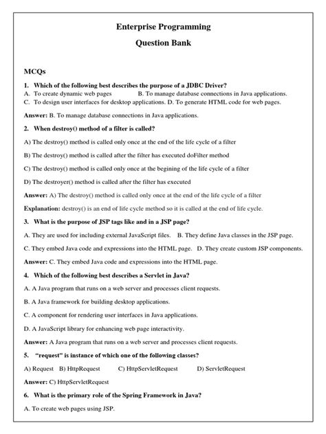 Enterprise Programming Final Sem Question Bank 20231006 Pdf