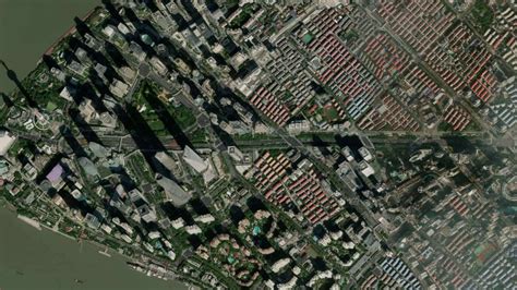Satellite Shanghai Map Background Loop Spinning Around China City Air