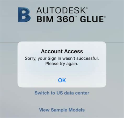 sorry your sign in wasn t successful please try again error message