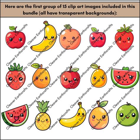 Cute Happy Kawaii Fruit Clip Art Smiling Faces Anime Food Clipart Png