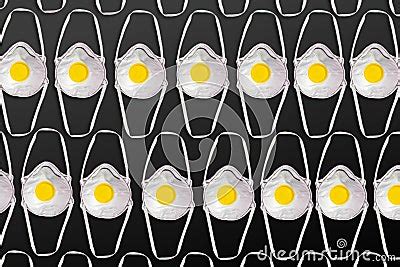 N95 Respirators And Surgical Masks Face Masks On A Black Background