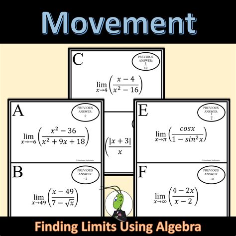 Finding Limits Using Algebraic Manipulation Scavenger Hunt Ap Calculus